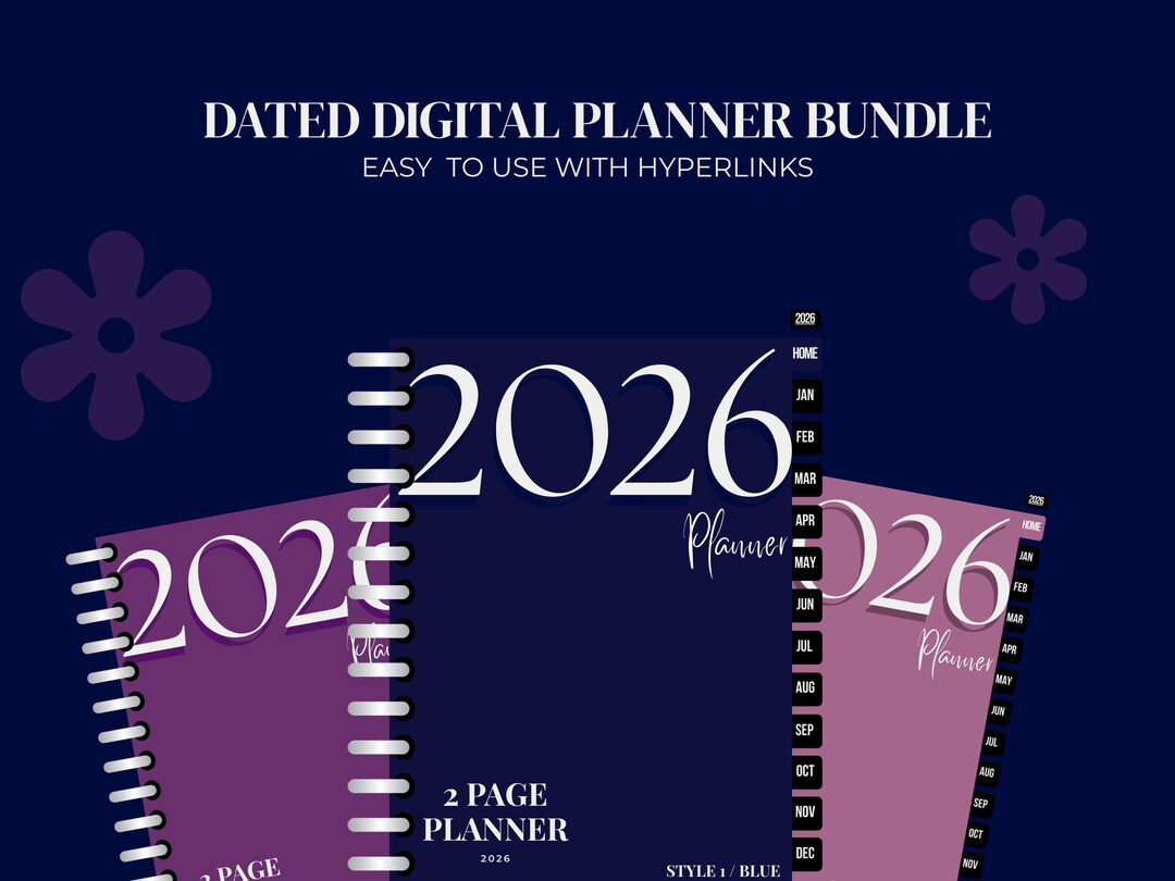 Digital Dated Planner Bundle, Easy-to-use Hyperlinked Minimalistic ...