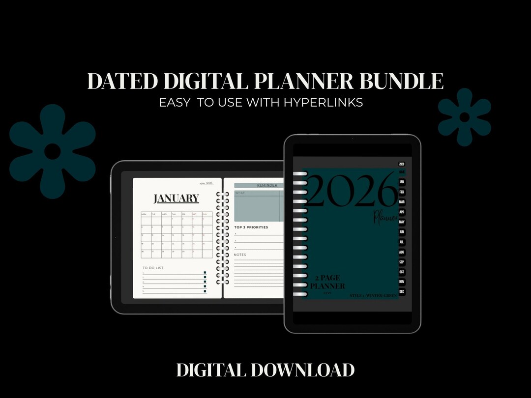 2026 Hyperlinked Digital Planner | Dated iPad Goodnotes Planner ...