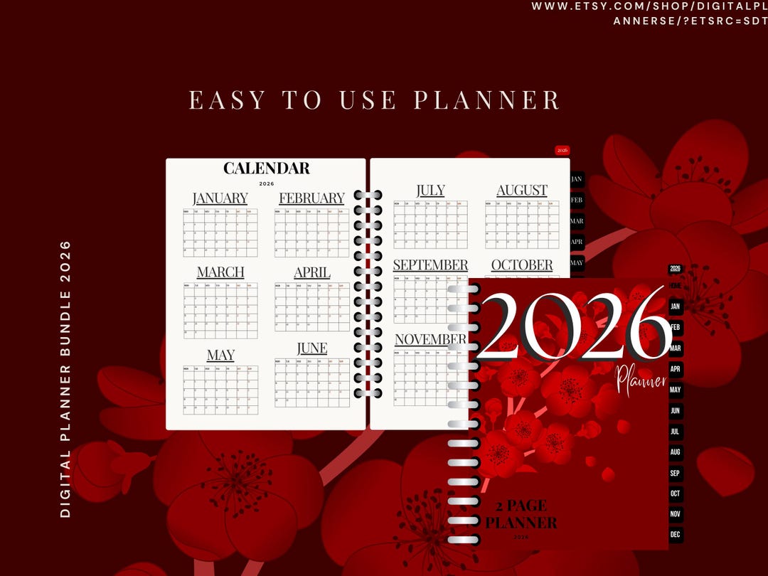 2026 Digital Planner Bundle DATED | 5 in 1 Planner PDF | Printable ...