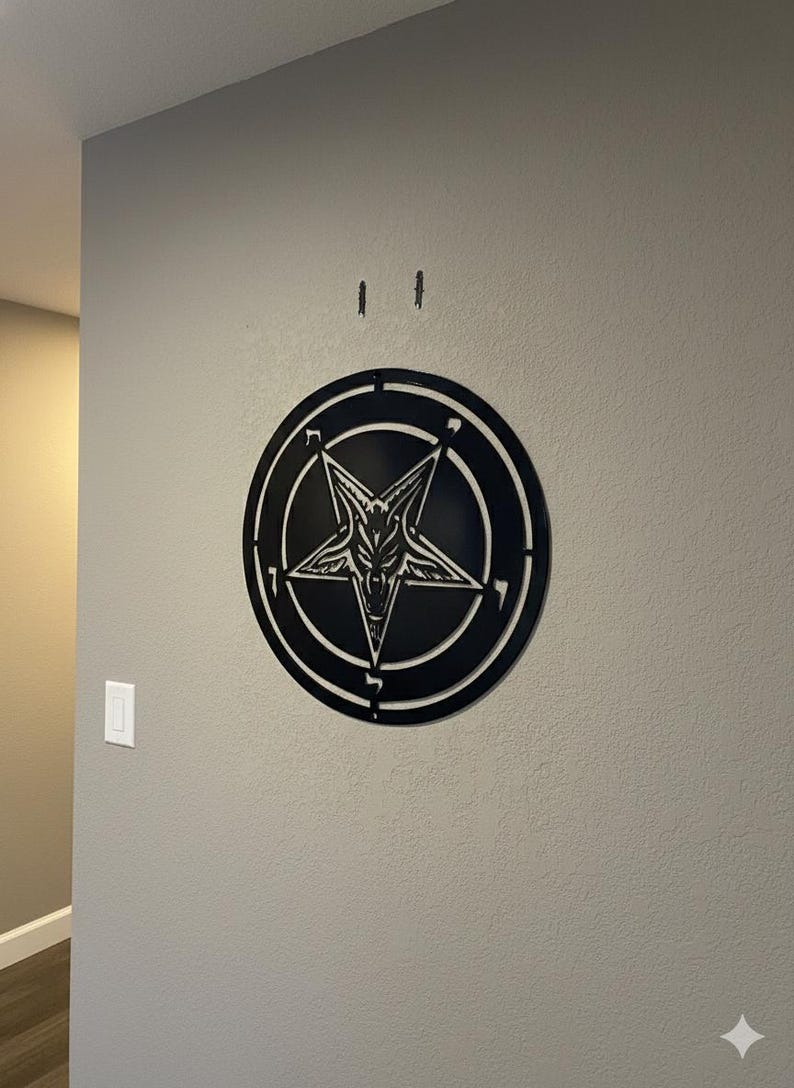 Baphomet Metal Wall Art, Sabbatic Goat Occult Decor, Sigil of Baphomet ...