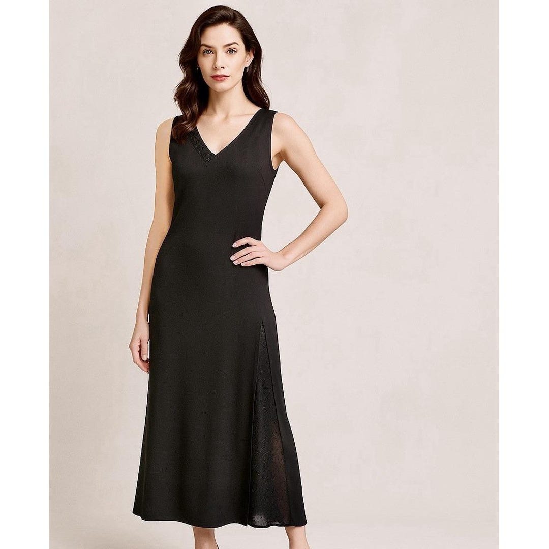 Y2K Black Tea Length Dress: Jones NY, Size 12, Silk Trim - Etsy