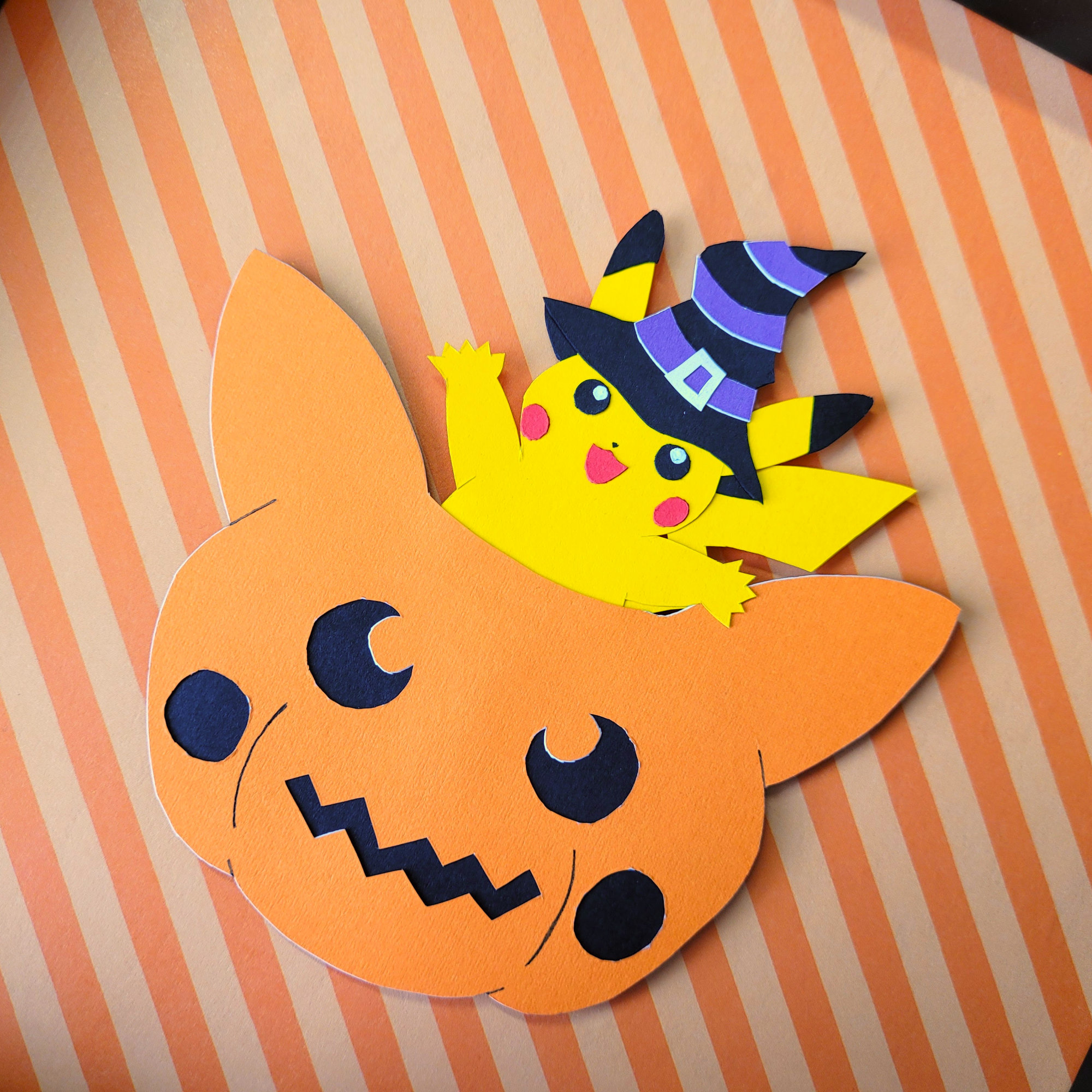 Pika-pumpkin Papercraft Shadow Box Handmade Paper Art - Etsy