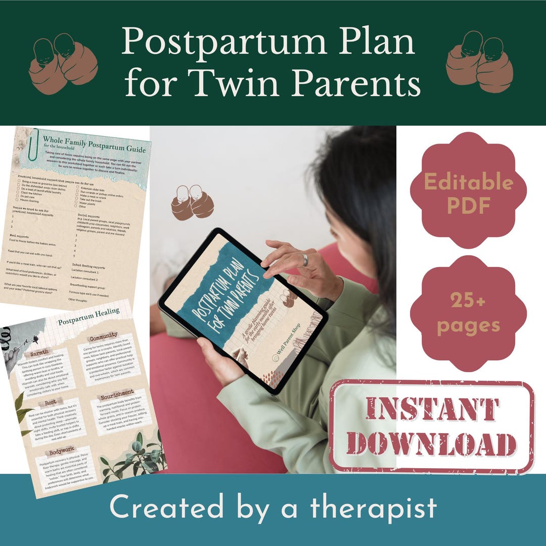 Postpartum Planning for Twin Parents | Guided Workbook + Editable ...