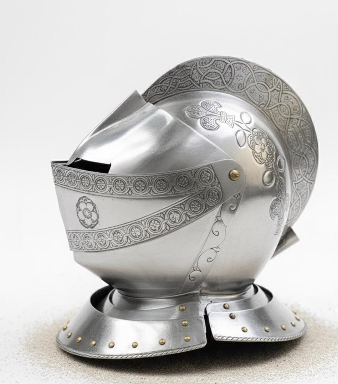 Medieval Knight Helmet Engraved Armor Helm Renaissance Faire Costume ...