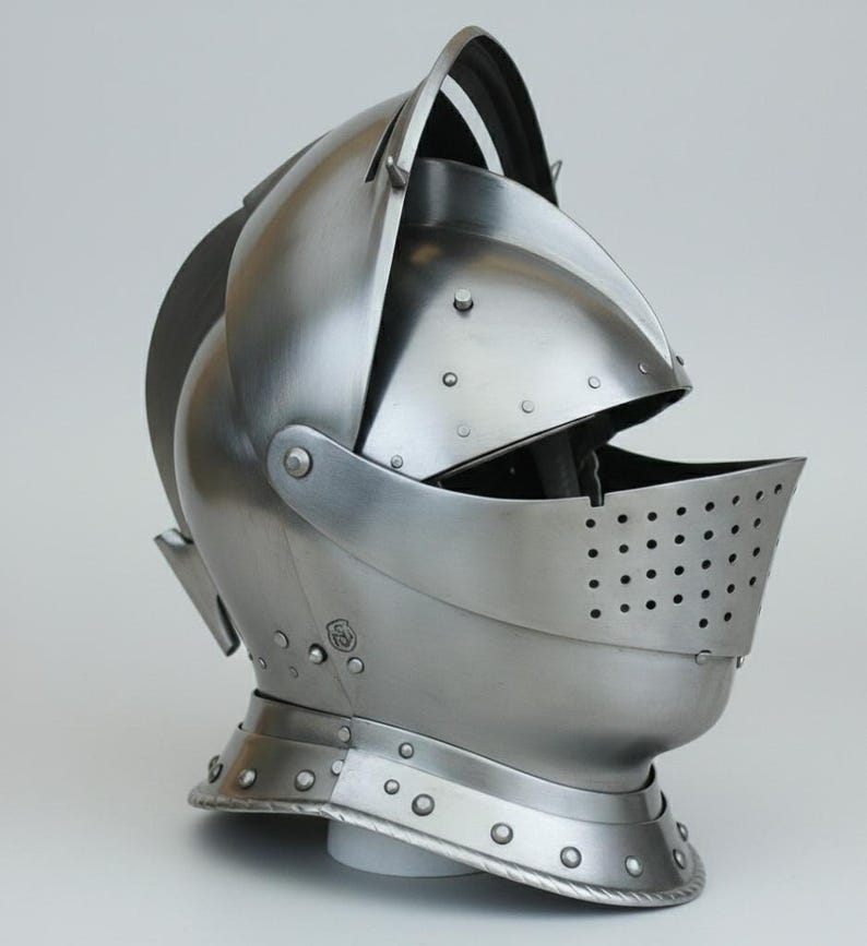 Medieval Close Helmet Knight Armor Full Face Steel Armet Helmet With ...