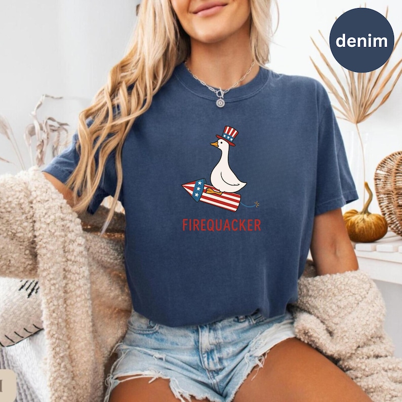 Comfort Colors Firequacker Goose July 4th T-shirt, Patriotic USA Tee ...