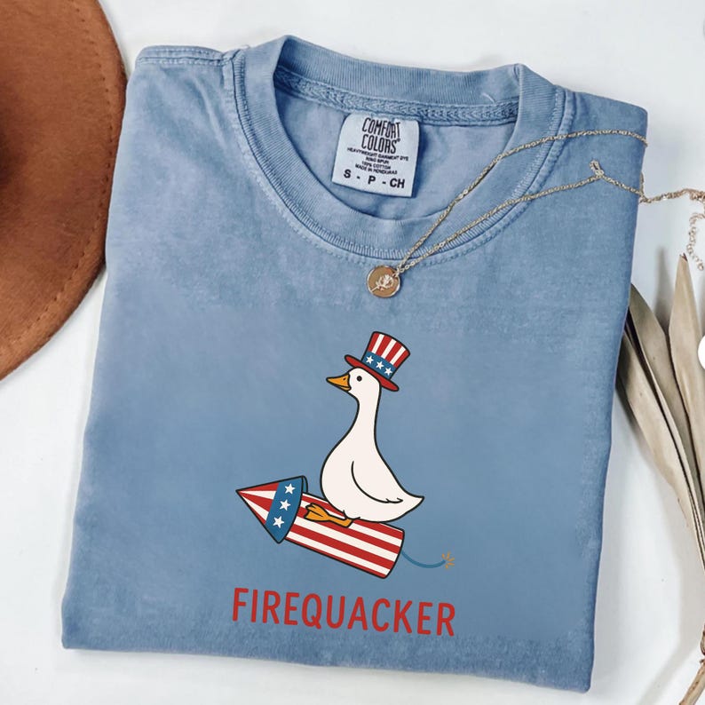 Comfort Colors Firequacker Goose July 4th T-shirt, Patriotic USA Tee ...