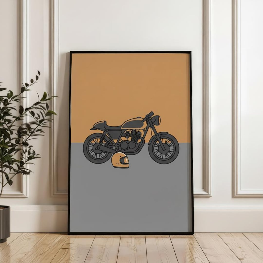 Vintage Motorcycle Art Print, Minimalist Bike Poster, Retro Motorbike ...