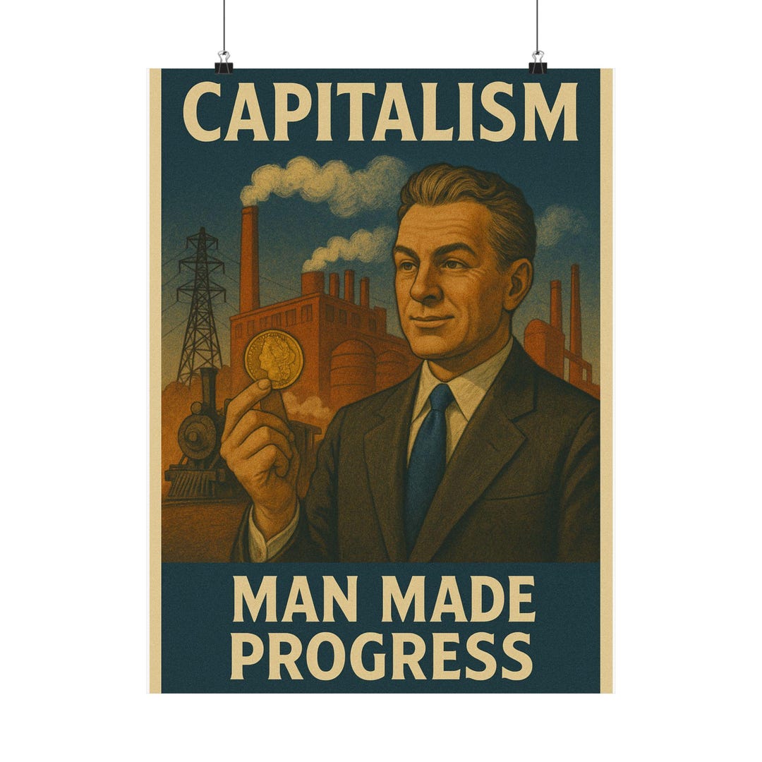 Capitalism Man Made Progress Poster | Matte Vertical Poster - Etsy