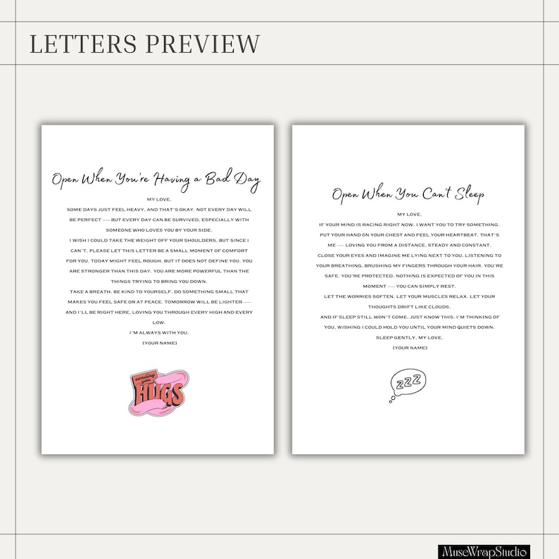 Open When Letters Printable Bundle | 10 Romantic Letters Gift for Him ...