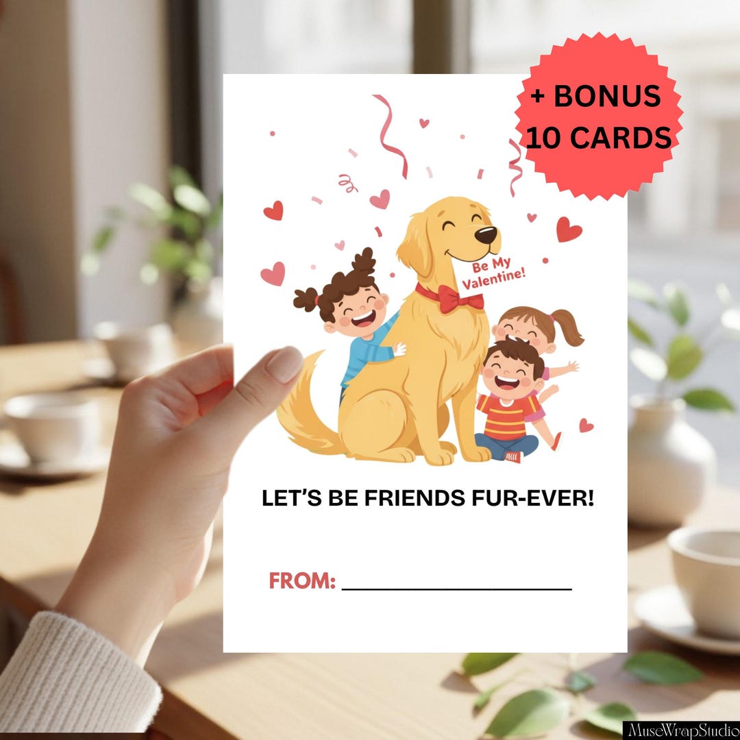 Kids Valentine Printable • Dog Valentine Card • Classroom Valentines ...