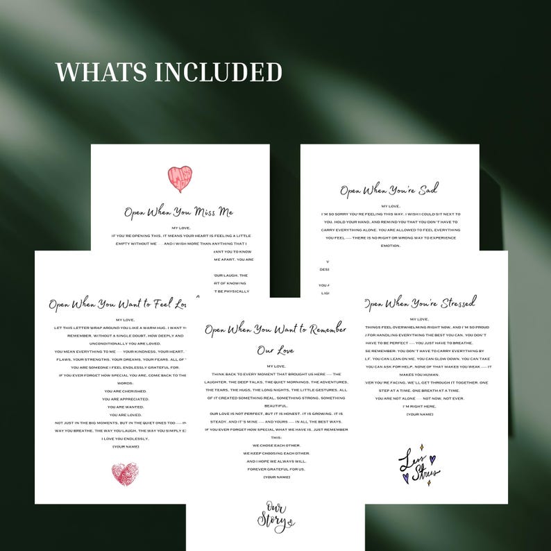 Open When Letters Printable Bundle | 10 Romantic Letters Gift for Him ...