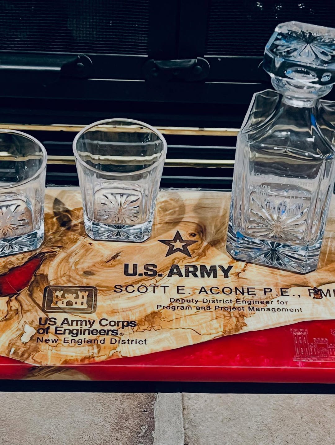 Personalized Wood and Resin Whiskey Tray With Decanter Set ...