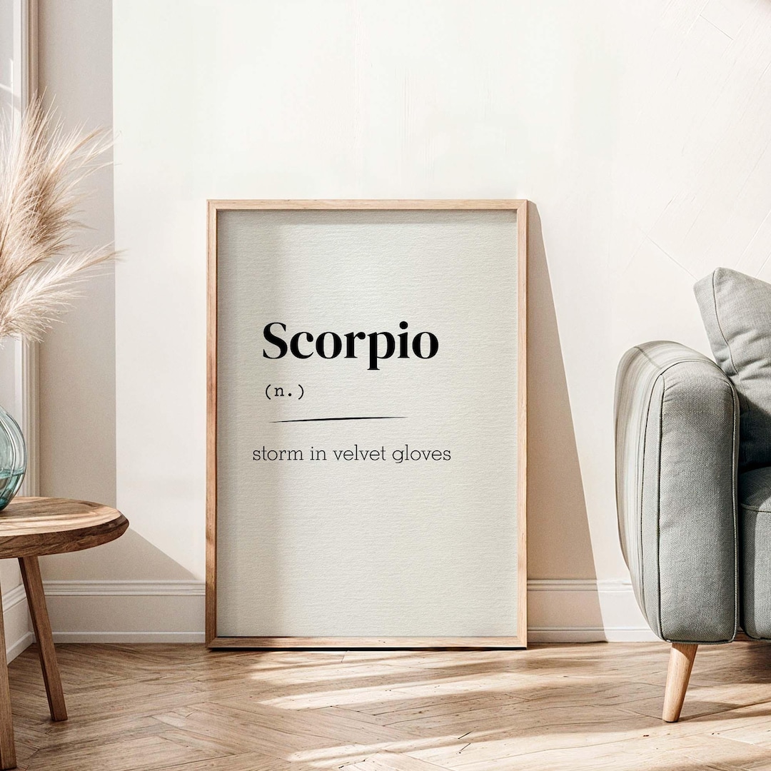 Scorpio Definition Poster, Digital Zodiac Wall Art, Typography Poster ...
