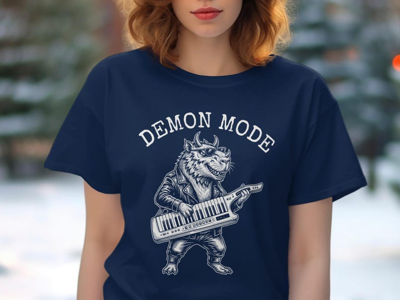 Demon Mode Capybara, Keytar Player Shirt, Live Gig Musician ...