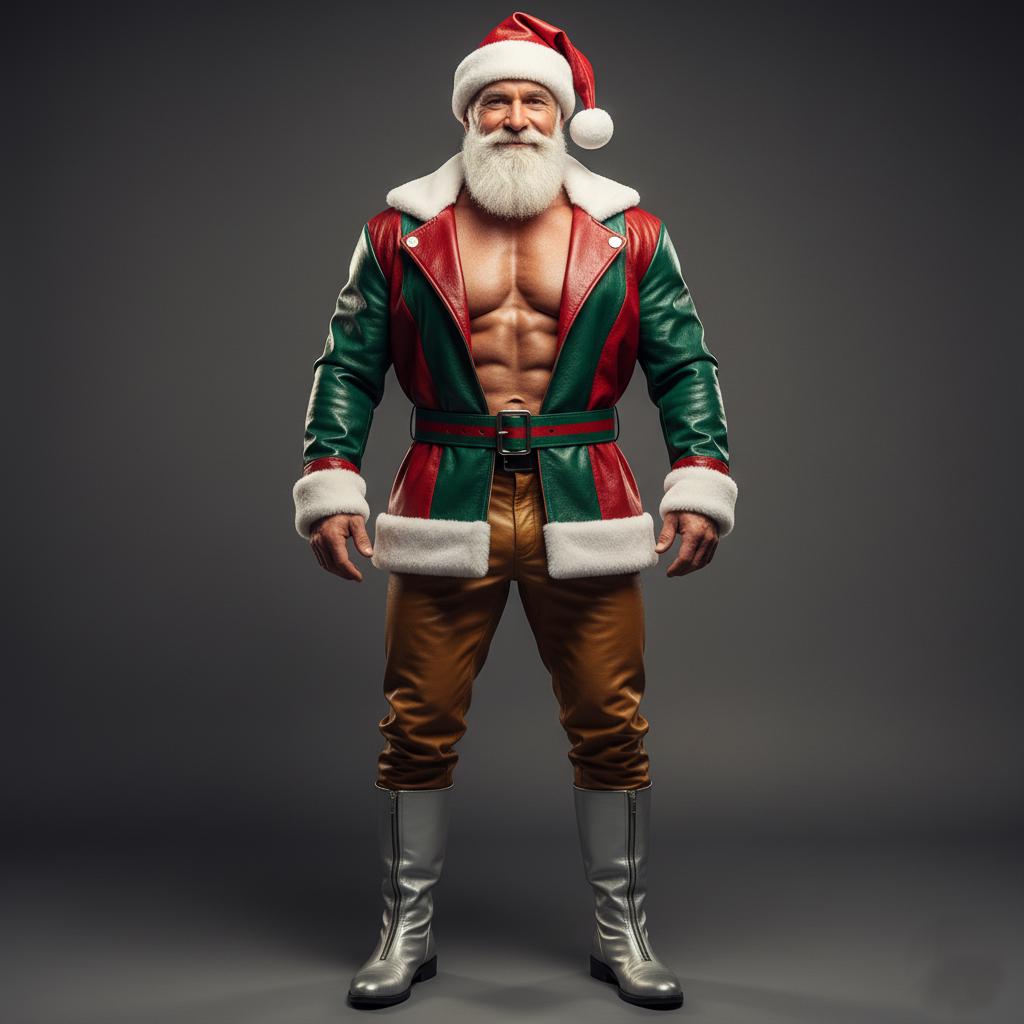 Handmade Men's Leather Santa Suit | Green and Red Christmas Costume - Etsy