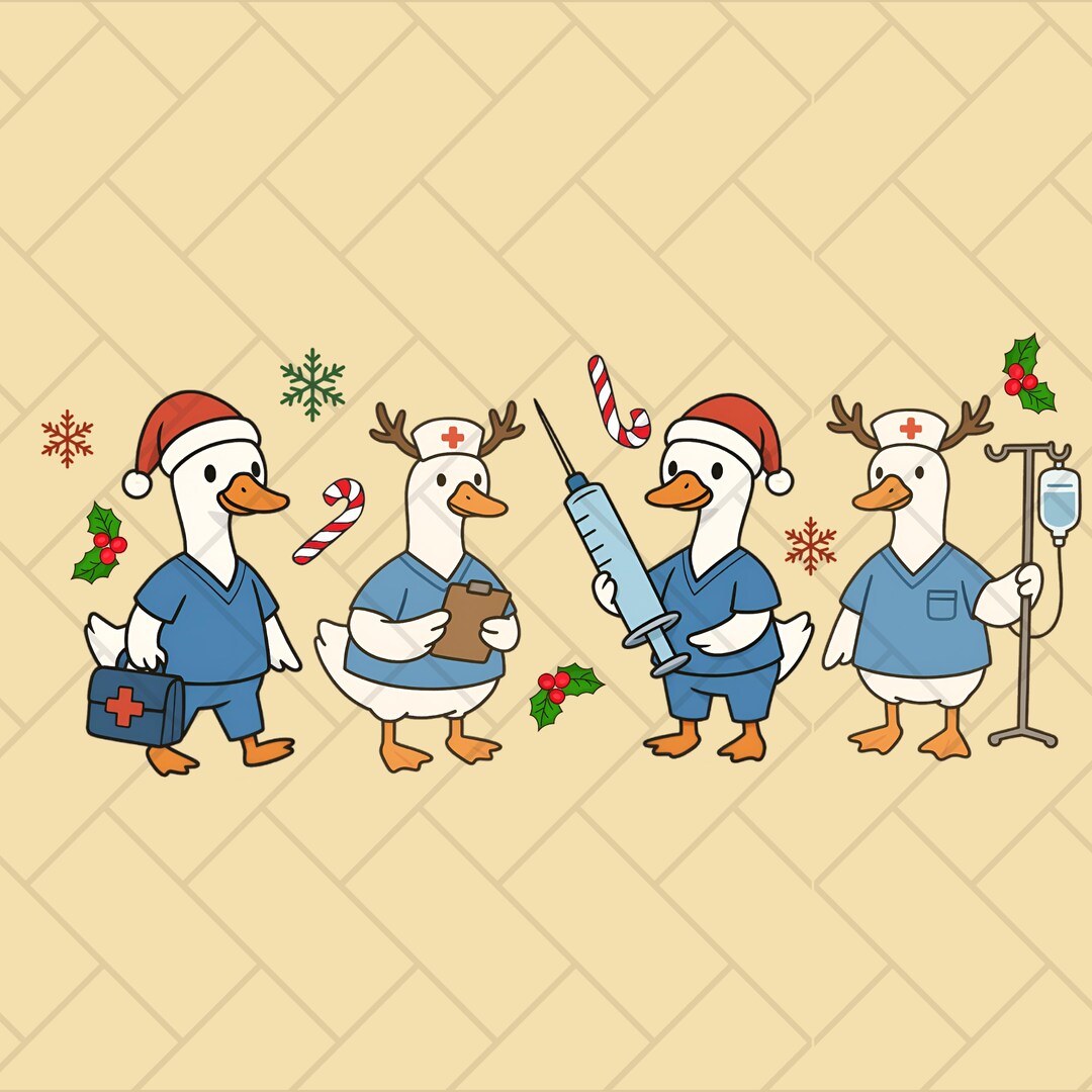 Funny Goose Nurse Christmas PNG, Nurse Goose Clipart, Holiday Medical ...