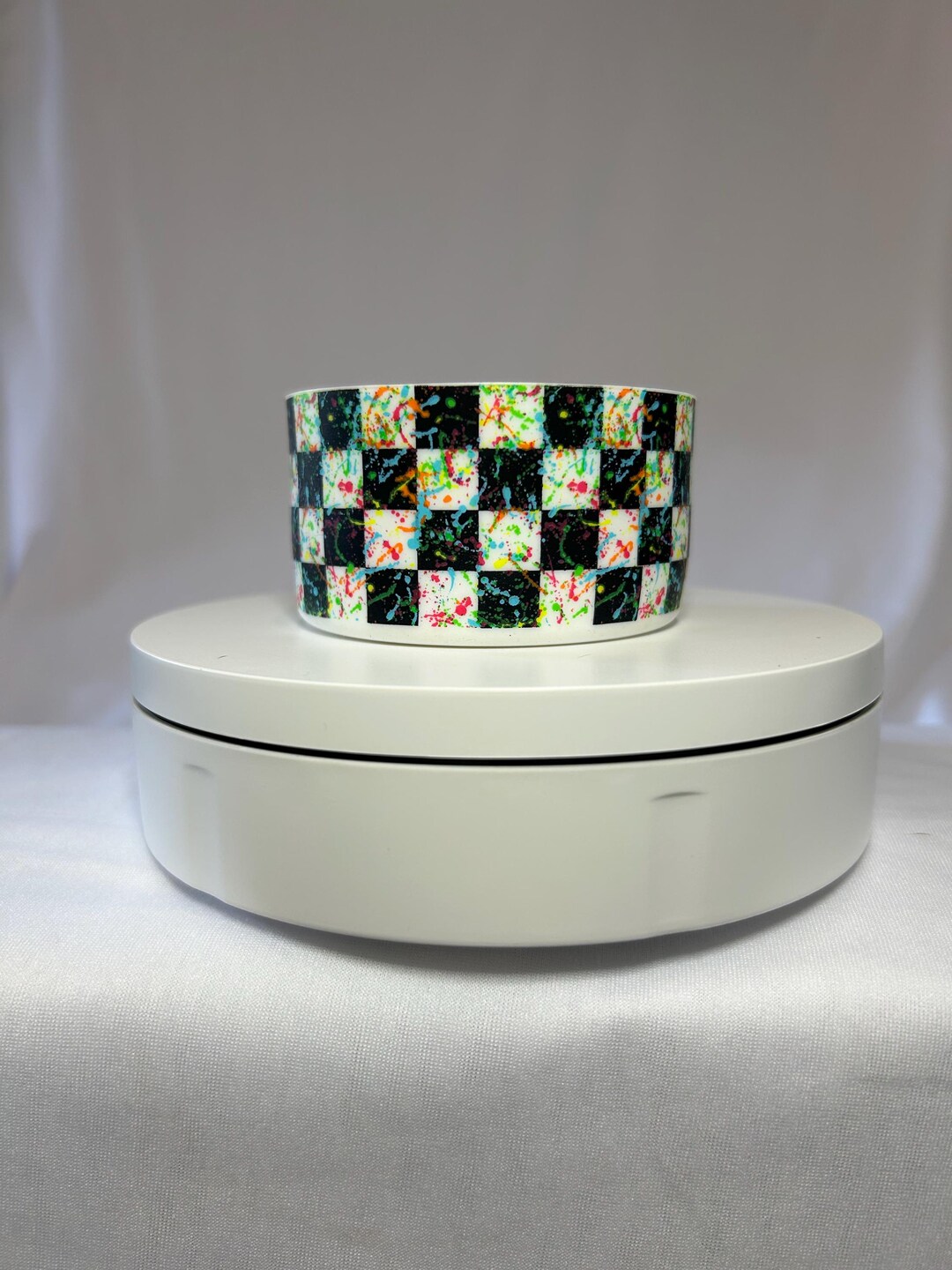 Splatter Checkerboard Retro Silicone Protective Tumbler Boot Cup Cover ...