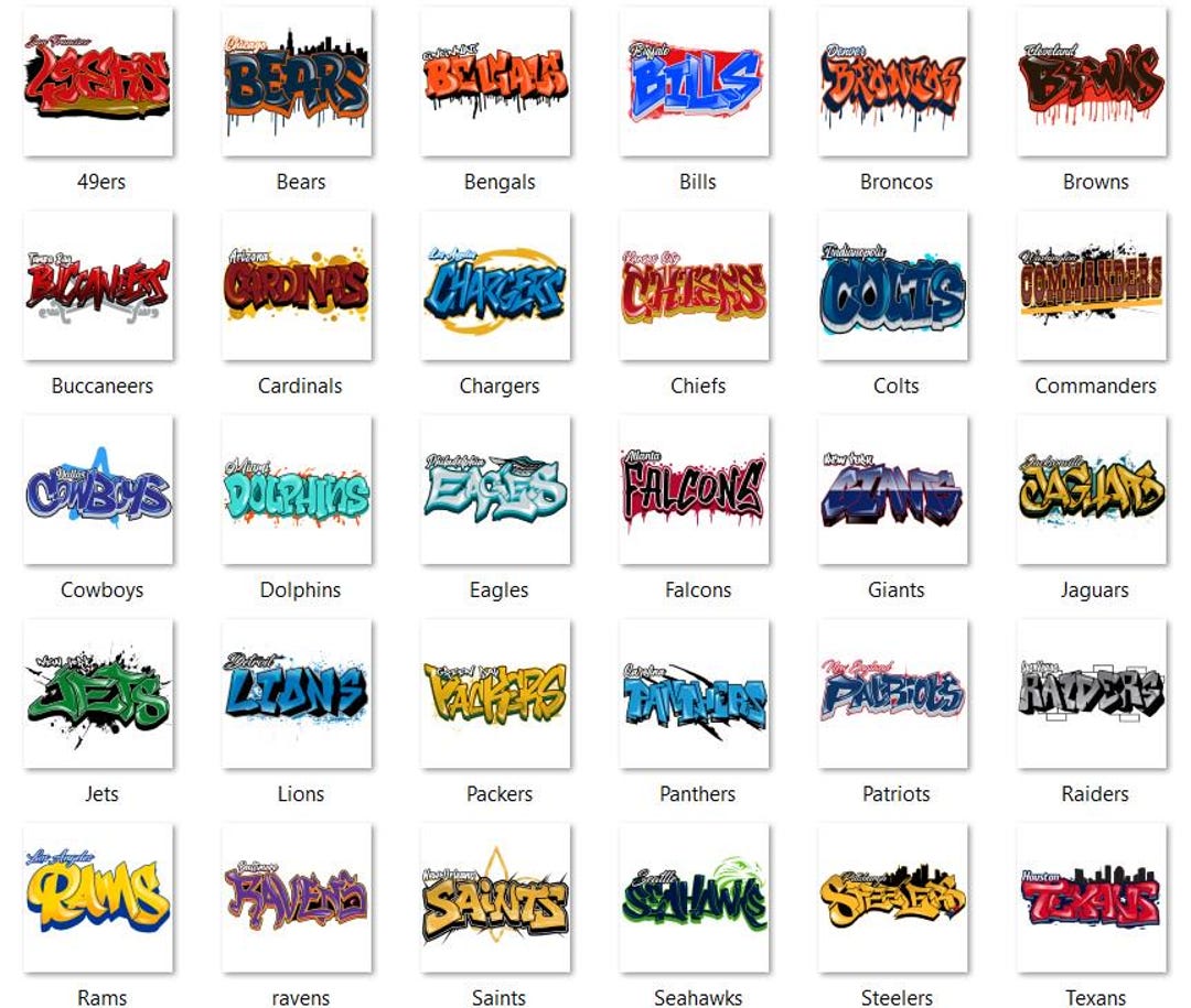 Graffiti Football Team Logos | 32 PNG Clipart Designs (digital Download ...