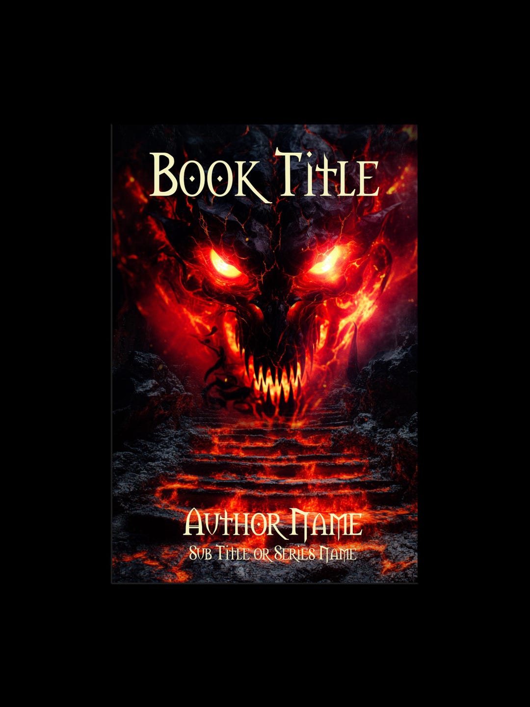 Demon on Stairs Fantasy Book Cover Design | Premade Ebook Cover for ...