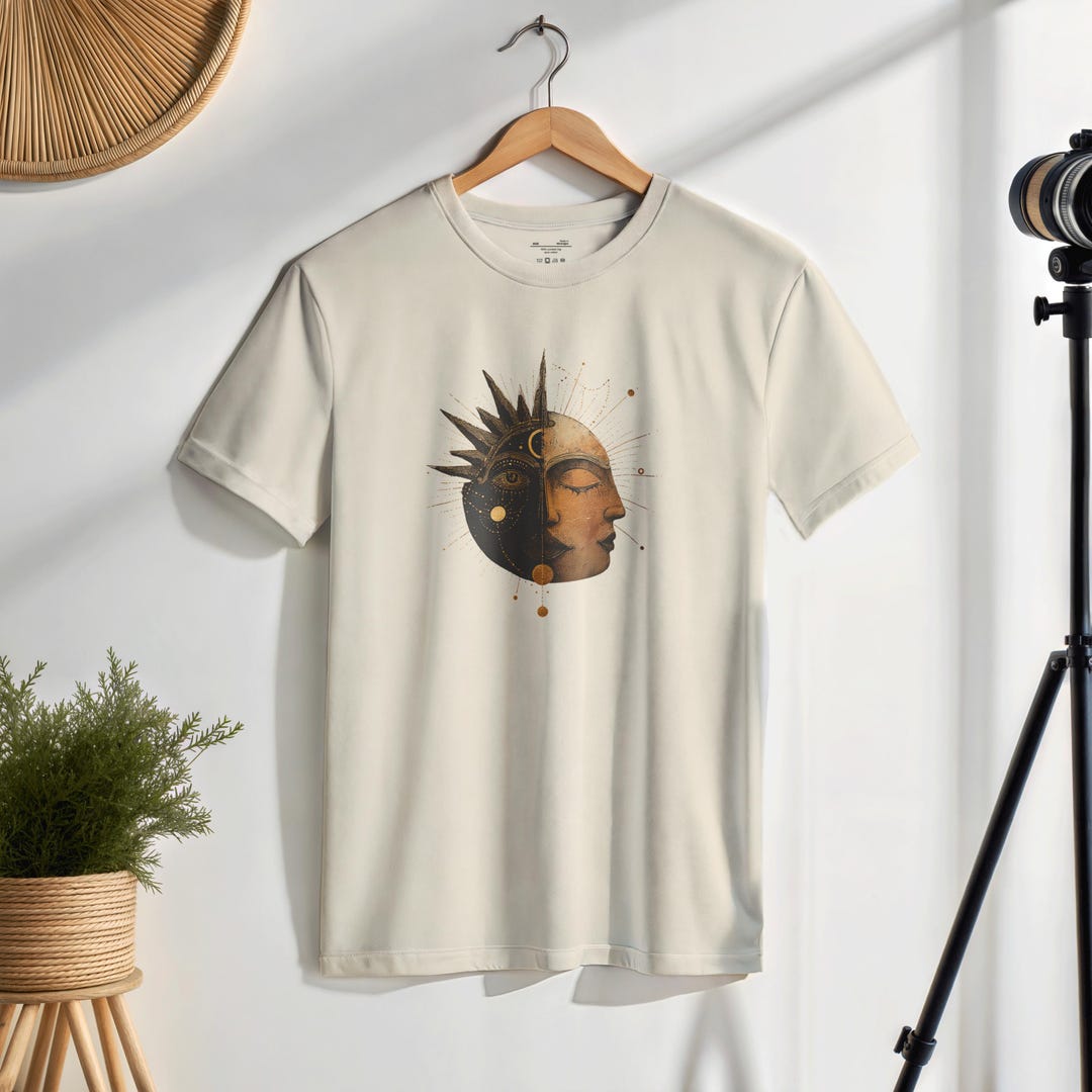 Sun and Moon Profile Celestial Face Illustration, Spiritual Astrology ...
