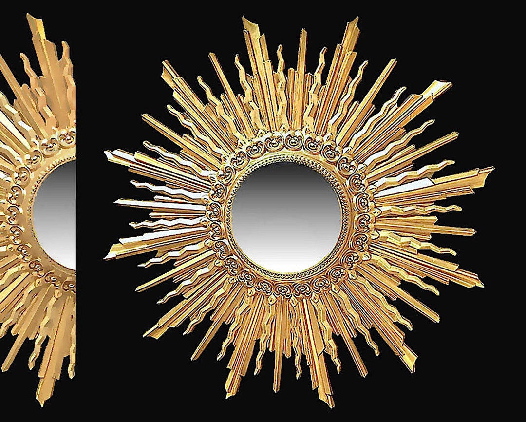 Multi Rays SUNBURST MIRROR • Repurposed, Cast Resin • Hand Enameled in ...