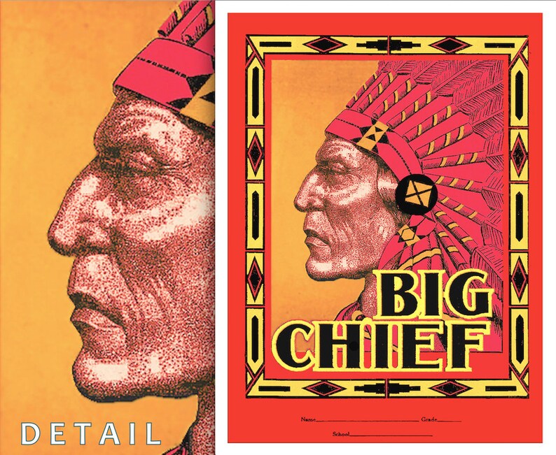 BIG CHIEF • Tablet Cover Art POSTER • Vintage 1960s Americana • With ...
