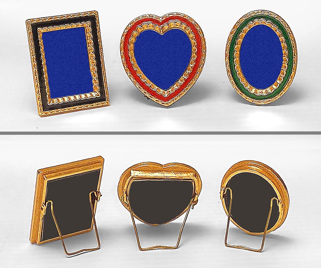 Vintage MINIATURE FRAMES in Solid Brass Gold Plated & Enameled Photo ...