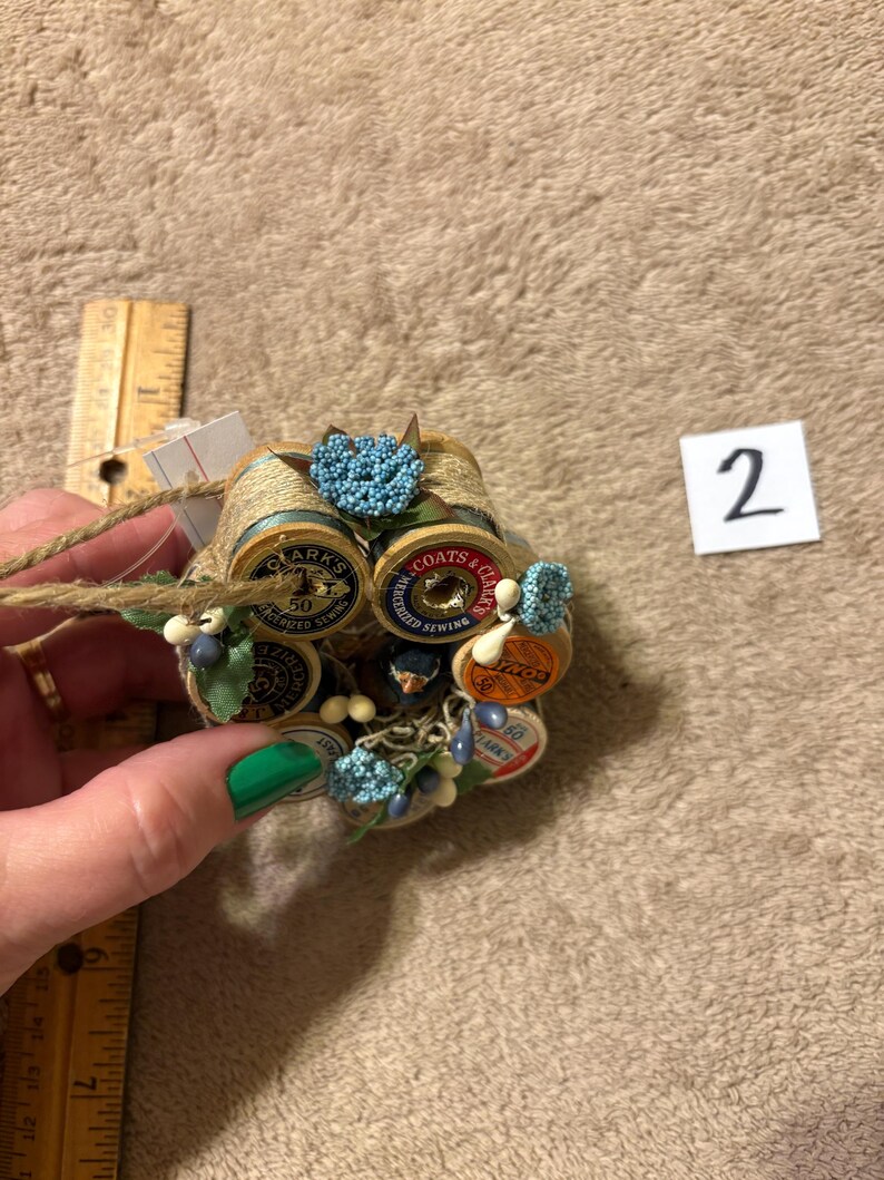 Sewing Thread Spool Christmas Ornament Handmade Bird - Etsy