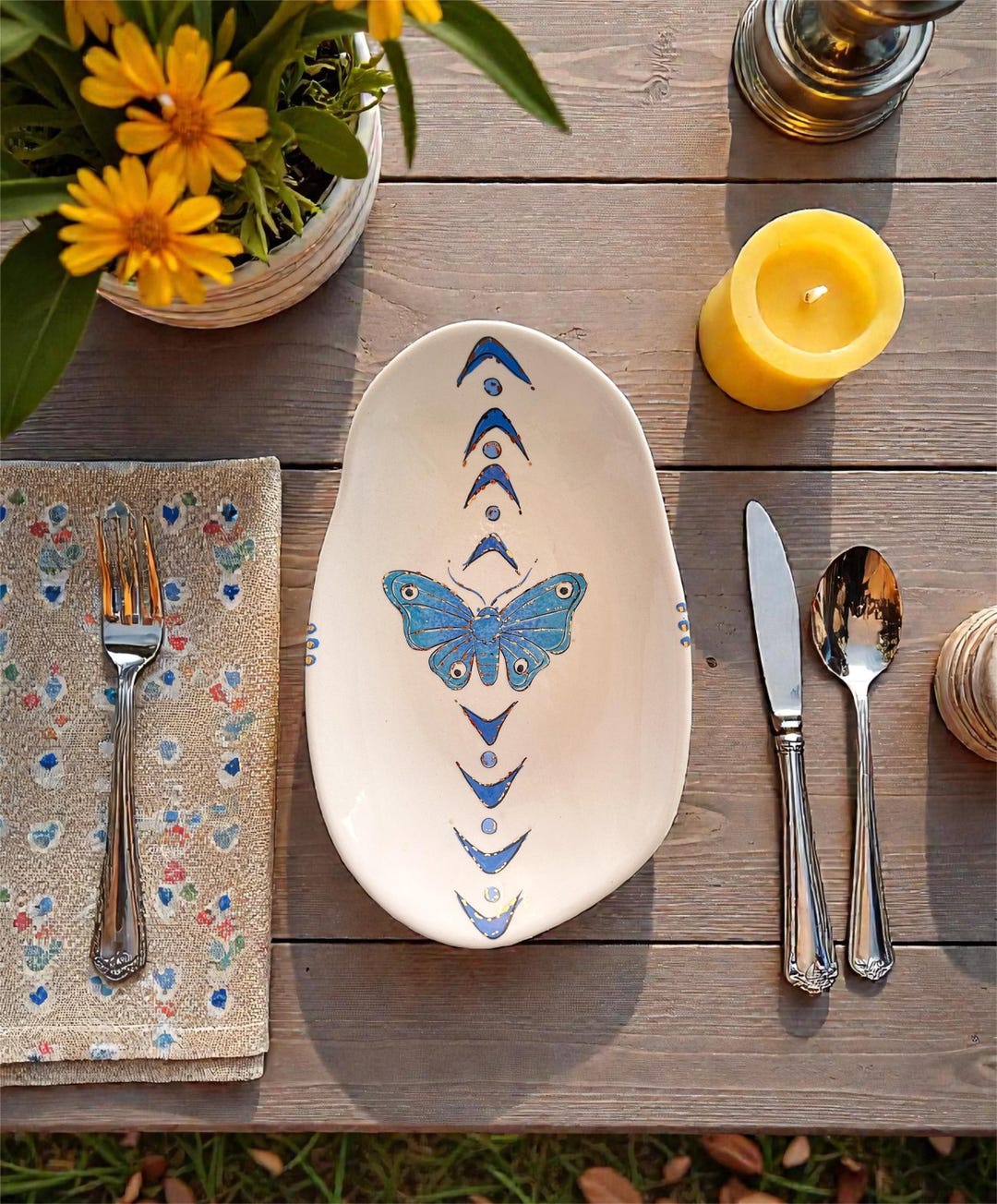 Handmade Mystic Butterfly Oval Ceramic Plate - Etsy