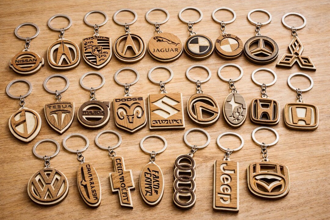 Wooden Car Logo Keychain SVG Bundle | Laser Cut Auto Keychain Files ...