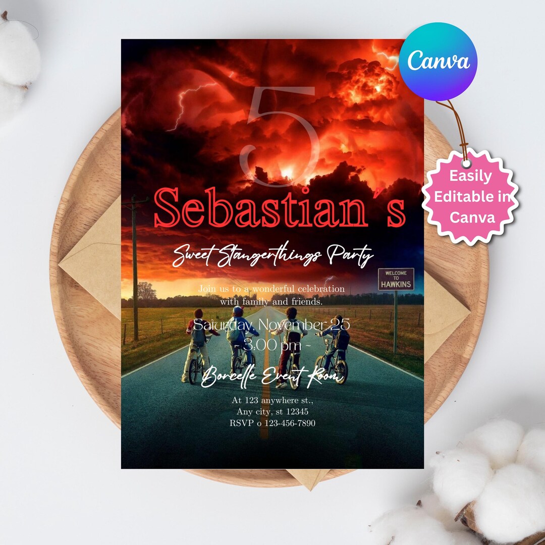 Stranger Things Birthday Invitation | Editable Canva Template | Hawkins ...