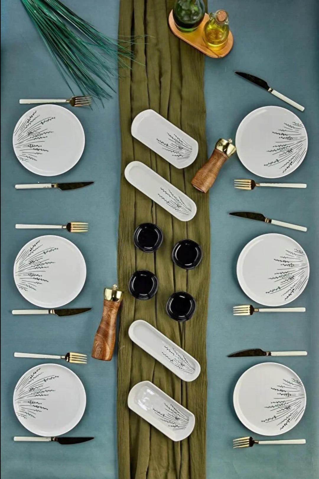 Ceramic Breakfast Set for 6 | Pearl Dots Stackable Tableware - Etsy