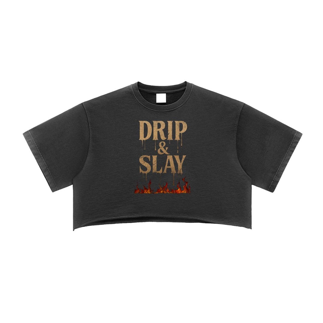 Drip & Slay Snow Washed Raw Edge Crop Top - Etsy