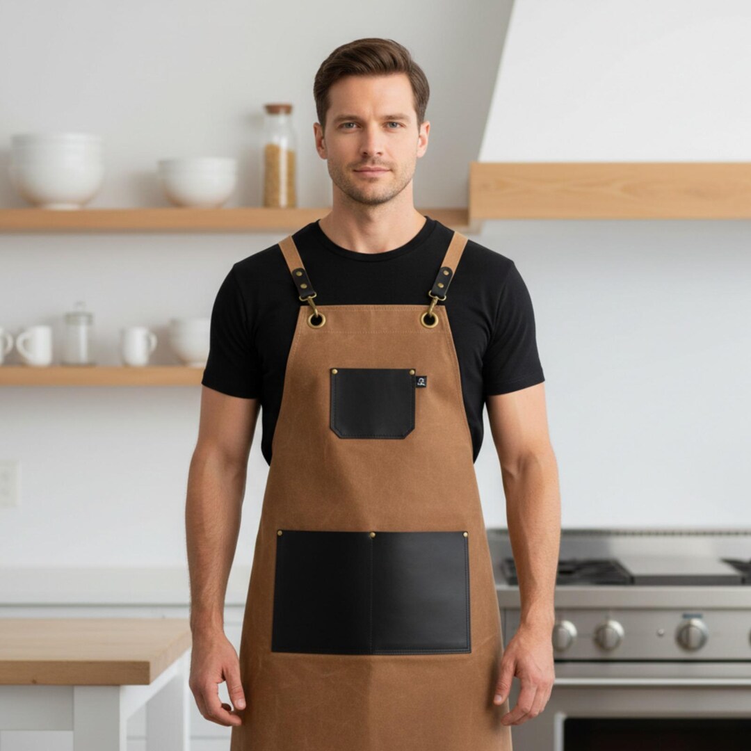 Personalized Leather Work Apron, Cross Back, Cafe, BBQ, Salon - Etsy