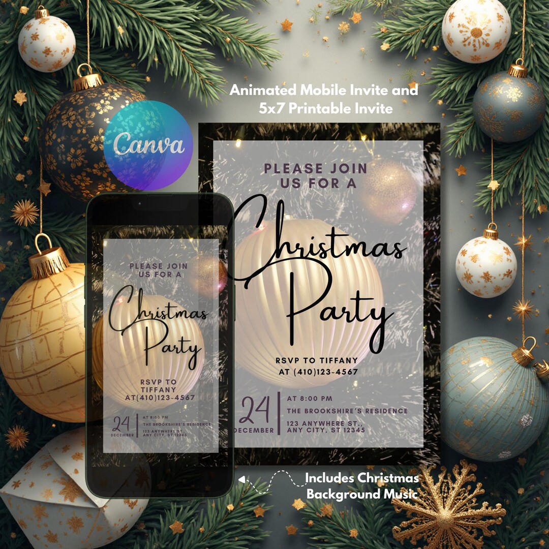 Christmas Party Invitation | Elegant Holiday Invite | 5x7 Printable ...