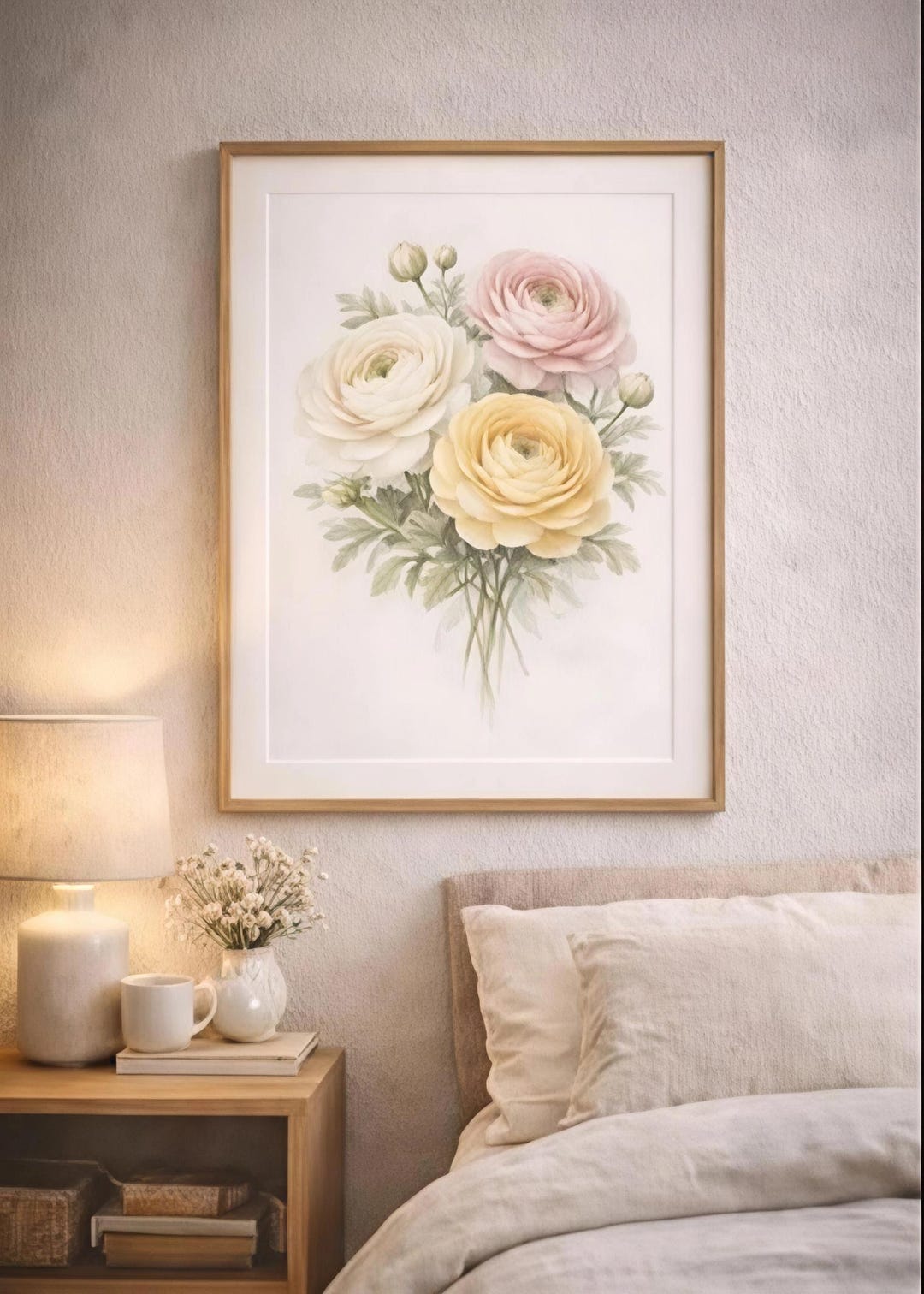 Ranunculus Botanical Wall Art Printable, Watercolor Ranunculus Flower ...