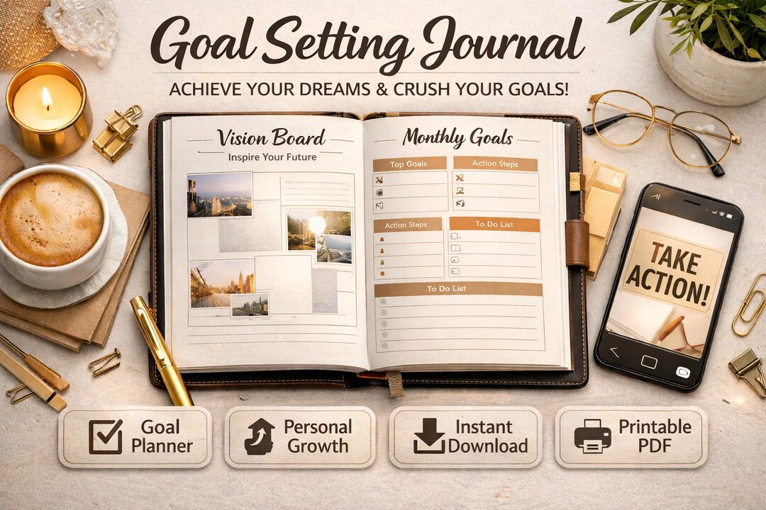 Goal Setting Journal • Personal Growth Planner • Self Improvement ...