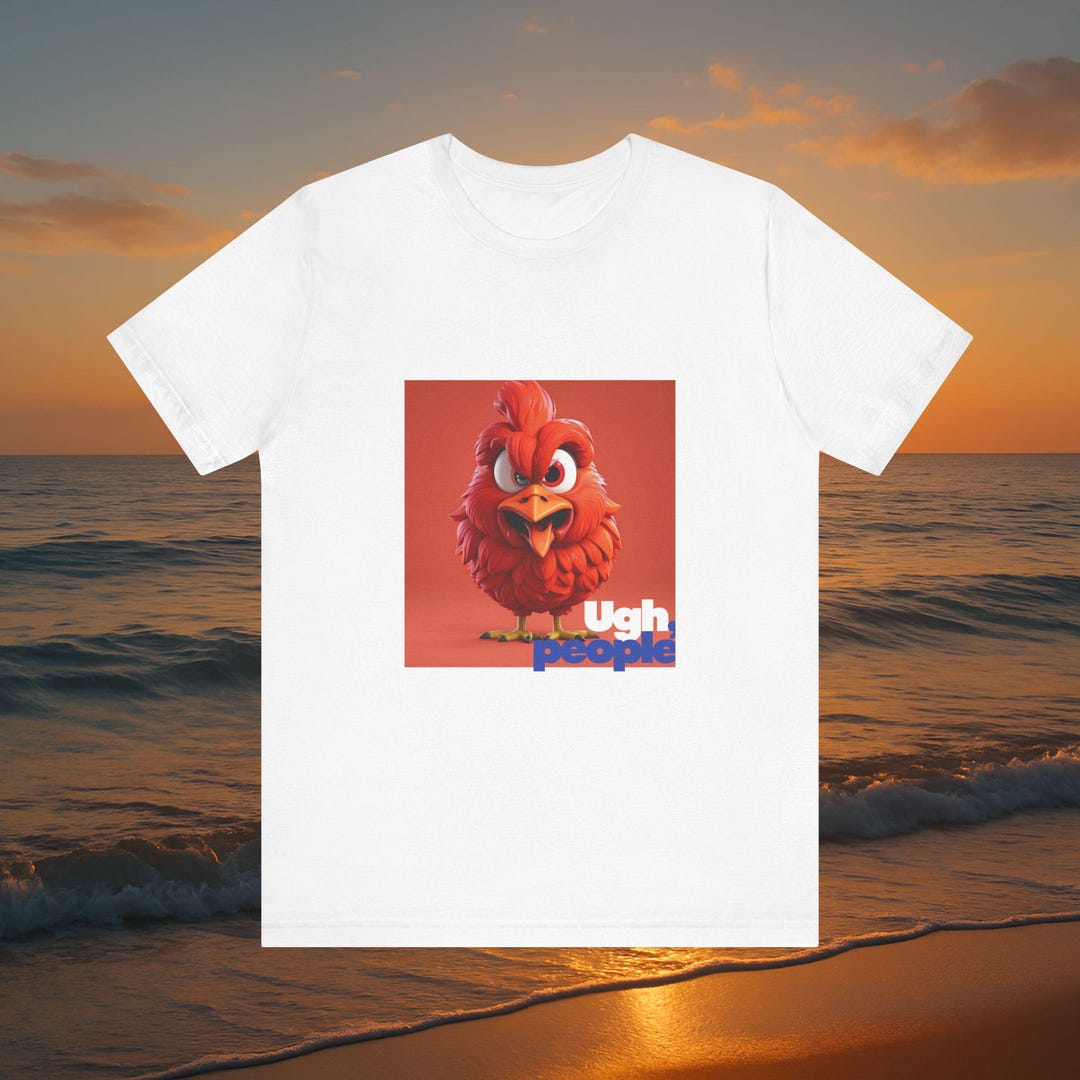 Angry Red Bird Tee | Cartoon Bird Illustration, 'ugh People' Text - Etsy