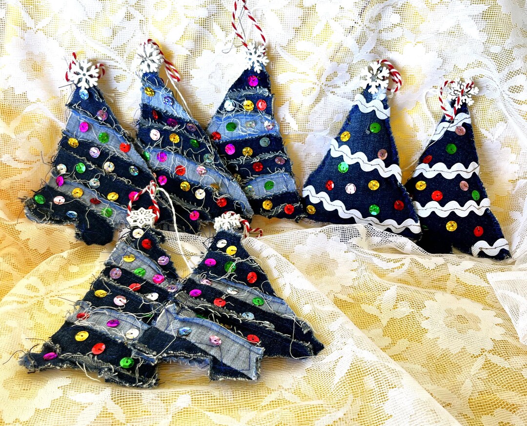 Denim Tree Ornaments - Etsy