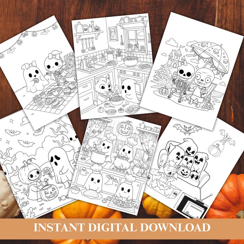 Kawaii Halloween Coloring Pages, Cute Spooky Activity Sheets (PDF) - Etsy