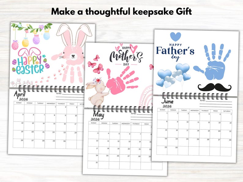 Handprint Calendar Keepsake 2026 DIY Kids Gift Memory Template for ...