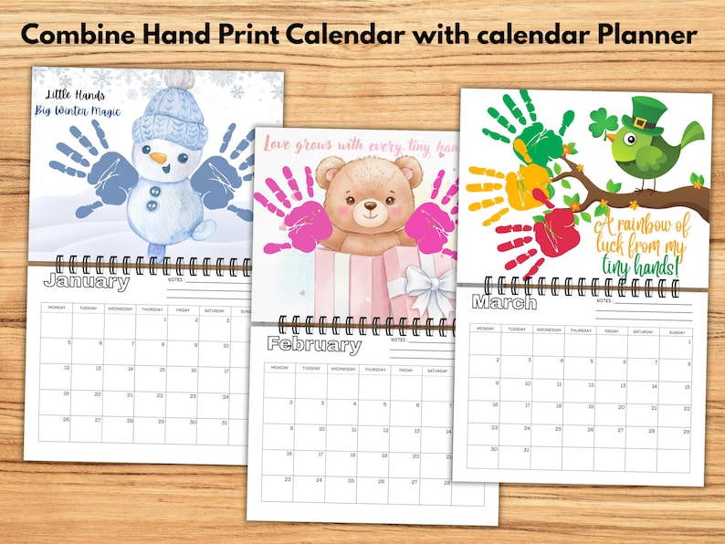 Handprint Calendar Keepsake 2026 DIY Kids Gift Memory Template for ...