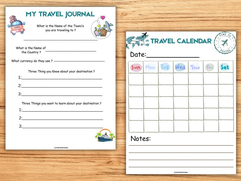 Kids Travel Journal Printable | Road Trip Activity Book Children's ...