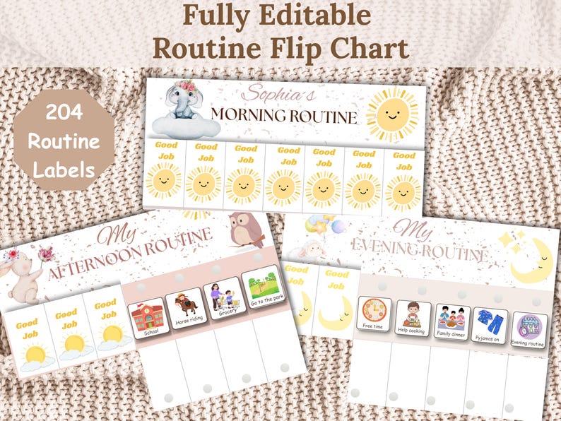 Editable Kids Routine Flip Chart, Visual Daily Schedule (digital ...