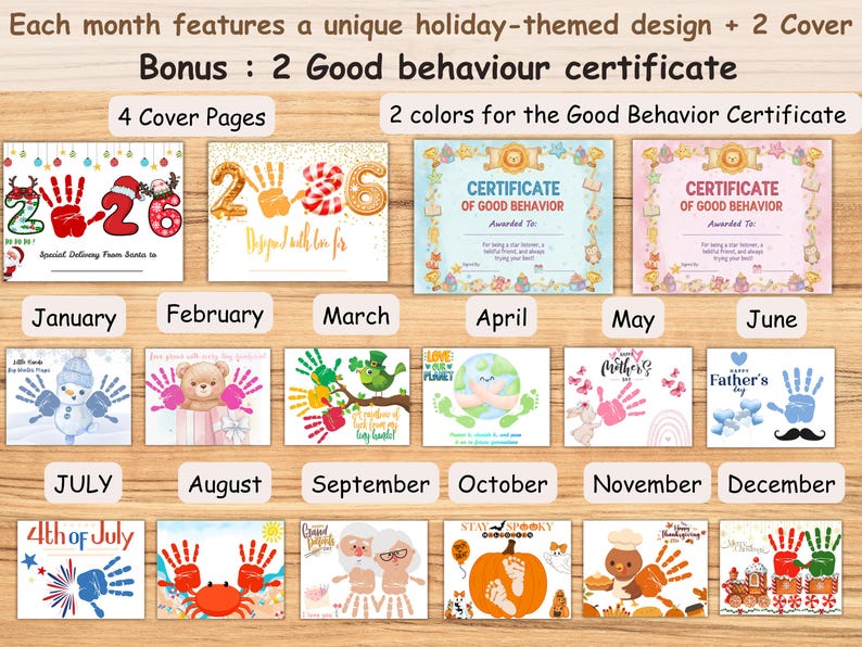 Handprint Calendar Keepsake 2026 DIY Kids Gift Memory Template for ...