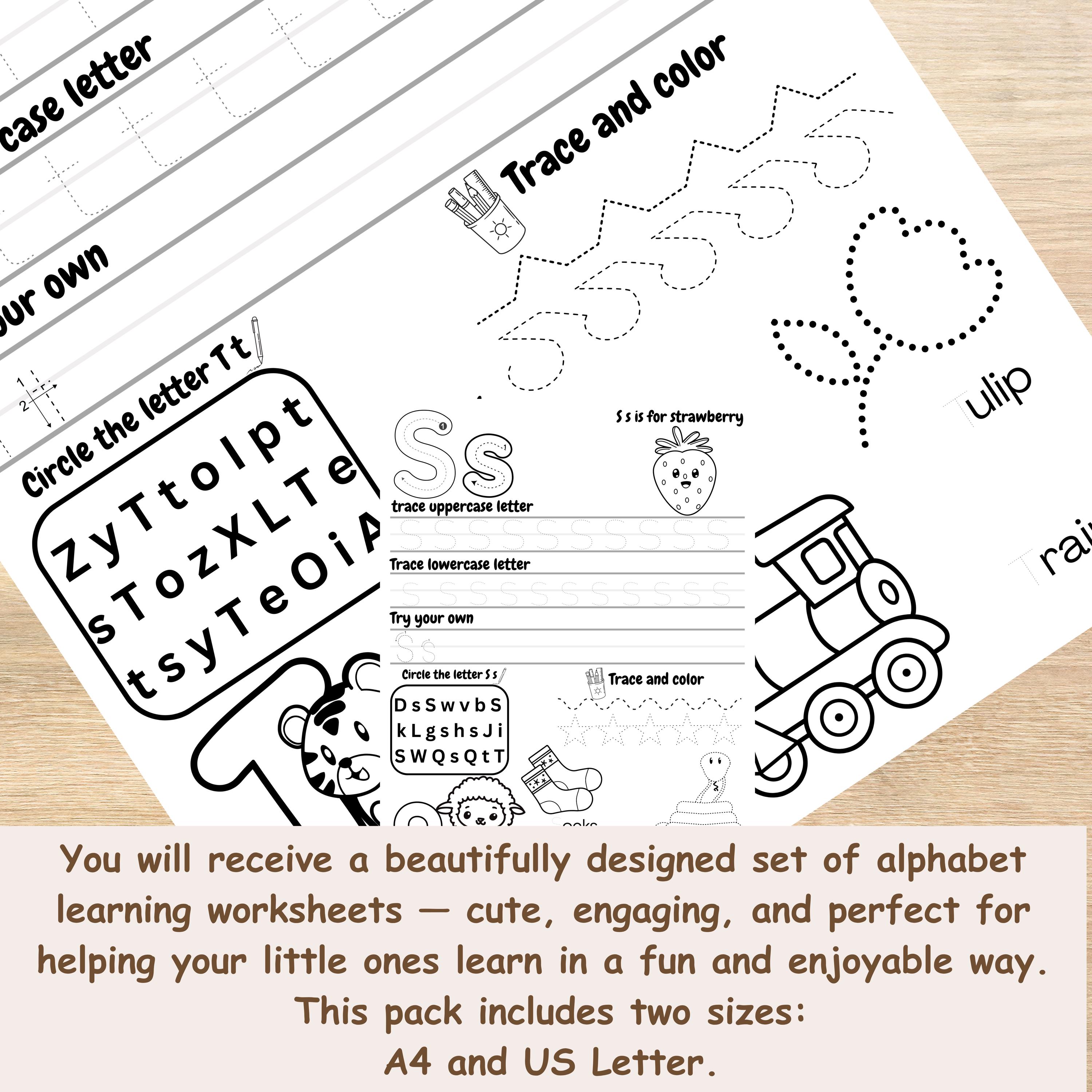 Alphabet Tracing Worksheets: ABC Handwriting Practice (PDF) - Etsy