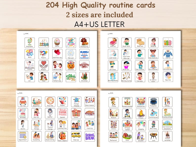 Editable Kids Routine Chore Chart, Visual Daily Routine Cards Schedule ...