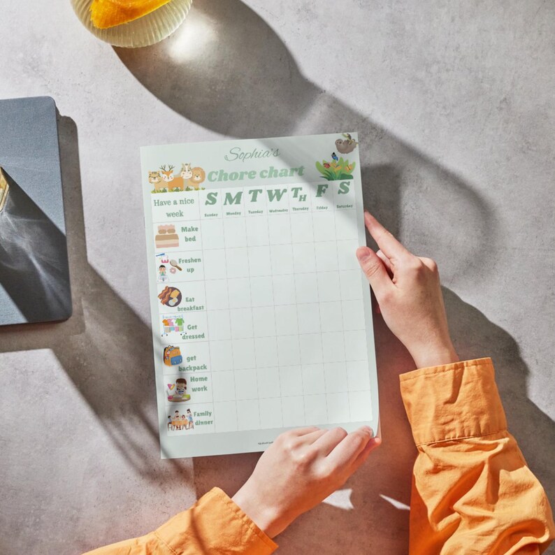 Chore Chart Printable Editable for Kids | Weekly Responsibility Chart ...