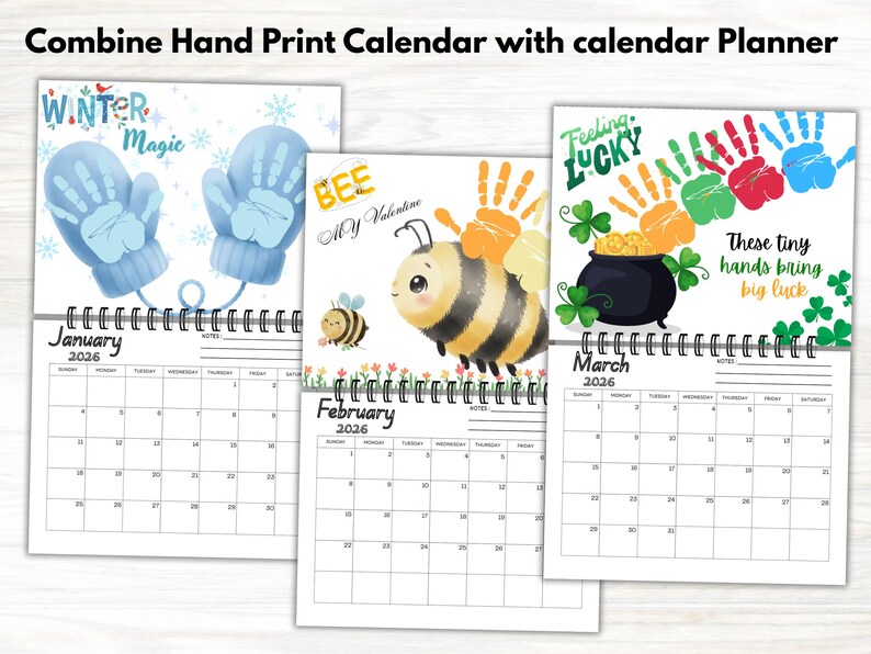 Handprint Calendar Keepsake 2026 DIY Kids Gift Memory Template for ...